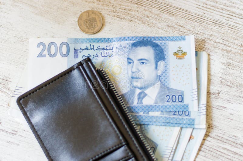 Wallet on a Wad of Moroccan Dirham Bills Stock Image - Image of paper ...