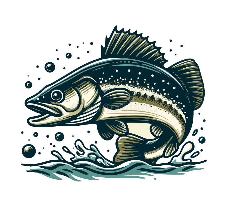 Walleye Fish Hand Drawn Vintage Vector Stock Illustration ...