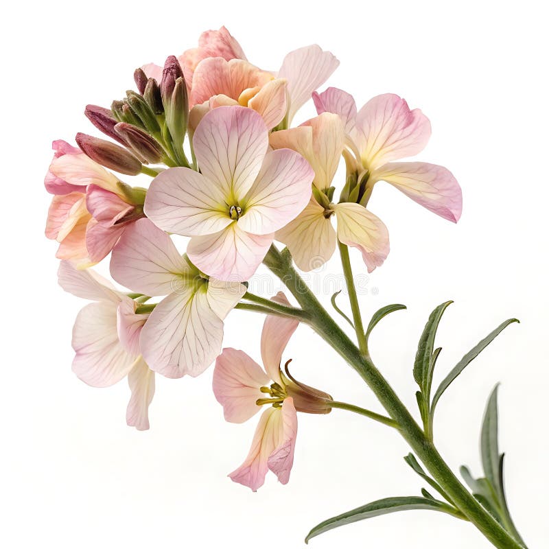 Wallflower Flower in White Background Pink Wallflower Blossoms on a ...