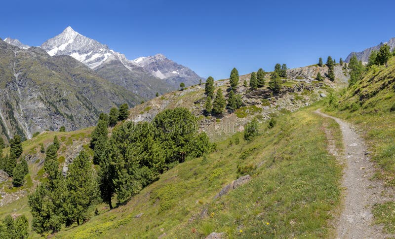 The Walliser Alps Peaks - Weisshorn, Over the Mattertal Valley Stock ...
