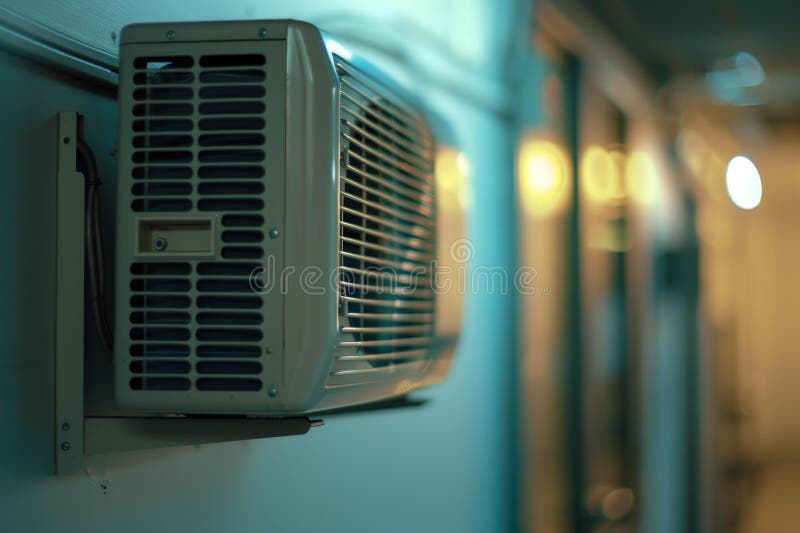 Modern Air Conditioning Unit on a Wall Indoors Stock Image - Image of ...