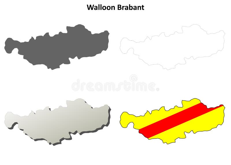 Walloon Brabant Outline Map Set - Walloon Version Stock Vector ...