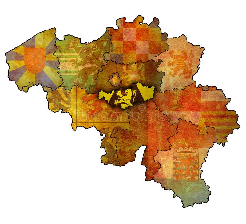 Walloon Brabant on Map of Belgium Stock Illustration - Illustration of ...