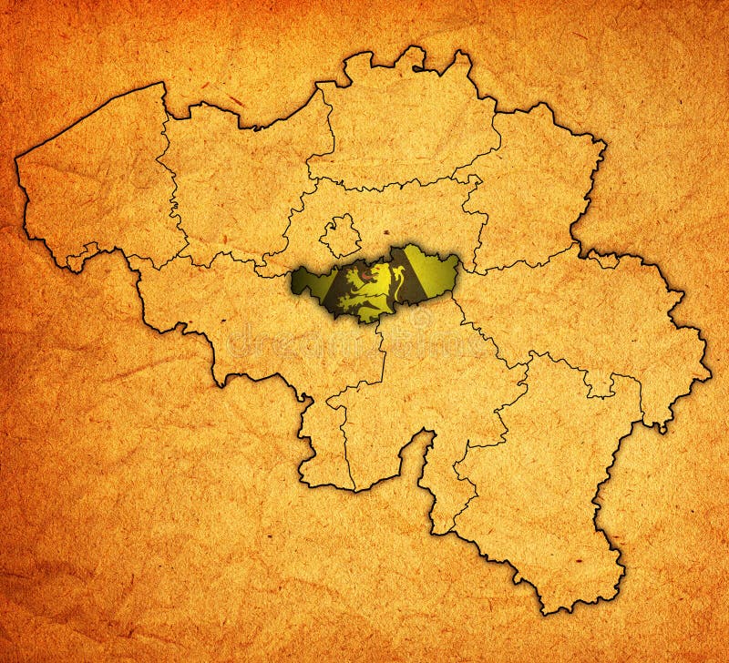 Walloon Brabant on Map of Belgium Stock Illustration - Illustration of ...