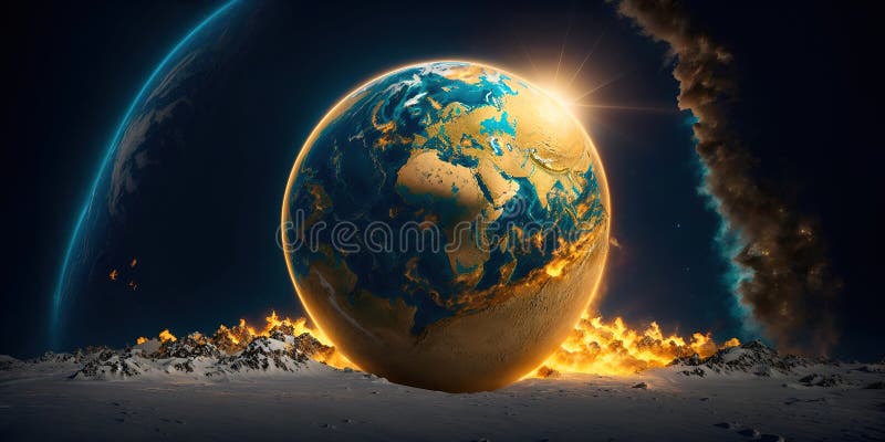 Wallpaper with Abstract Landscape. Collision of the Earth in the Galaxy ...