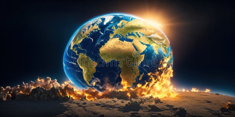 Wallpaper with Abstract Landscape. Collision of the Earth in the Galaxy ...