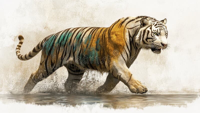 Wallpaper with an Abstract Tiger Design, Set Against a Pastel Contrast ...