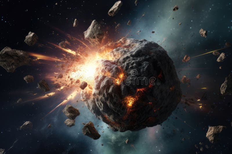 Asteroid on Collision Path with Earth Stock Illustration - Illustration ...