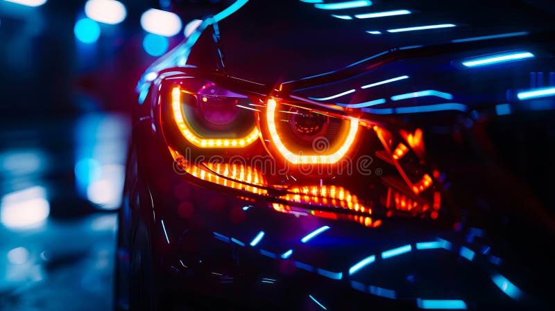 Wallpaper Auto Lights, Neon Glow Stock Image - Image of generated, tail ...