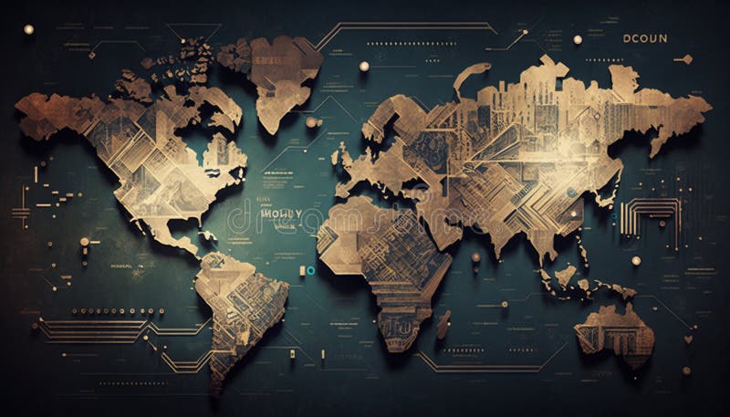 Wallpaper Background Map Technological Concept Generative AI Stock ...