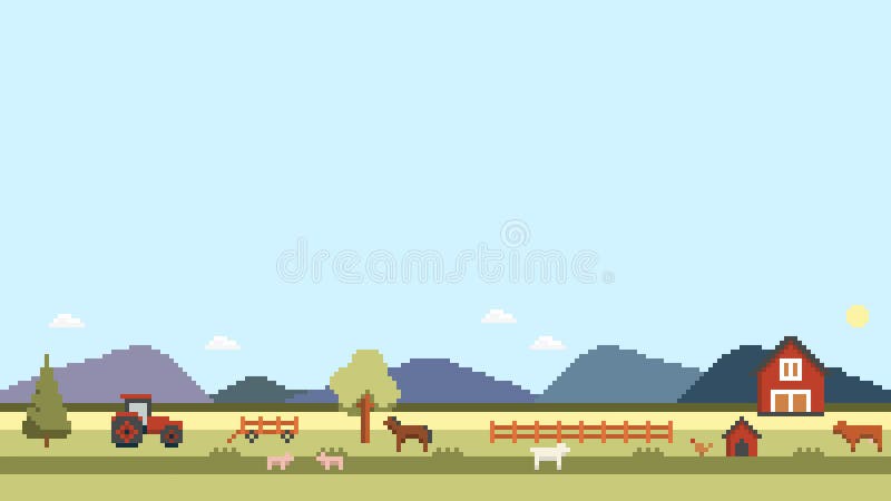 Wallpaper Background Pixel Art Farm Stock Vector - Illustration of ...