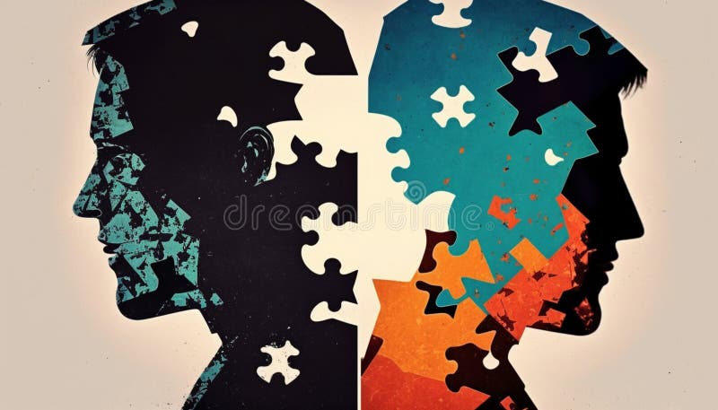 Wallpaper Background of Silhouette of Men and Puzzle Piece Generative ...