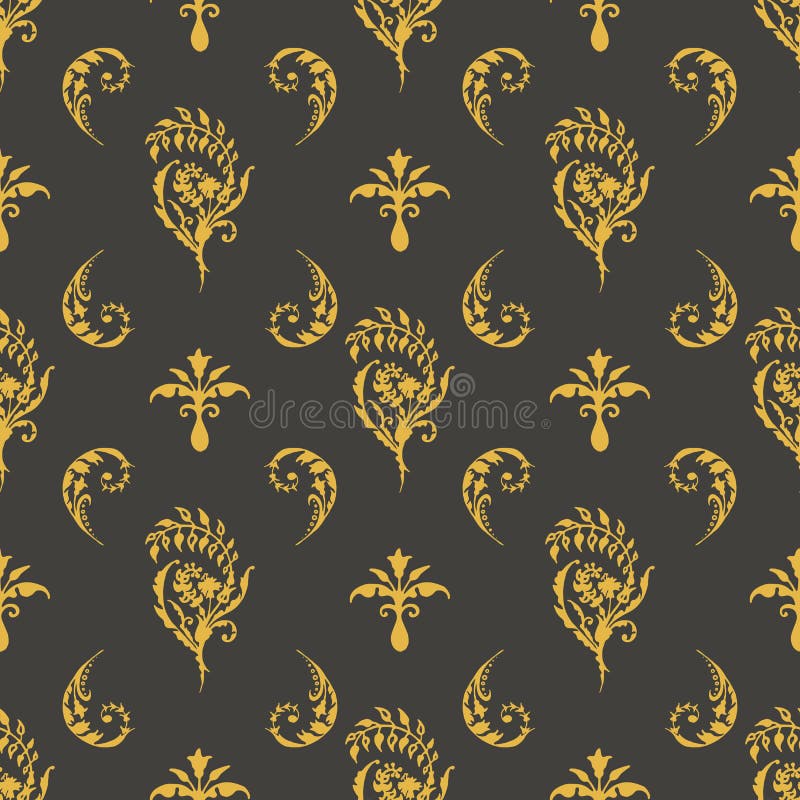 Wallpaper Baroque, Damask, Seamless Vector Gold and Black Ornament ...