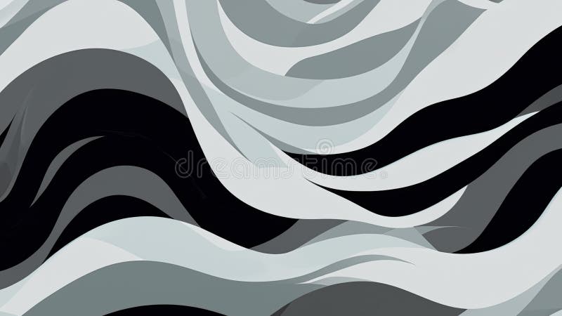 Wallpaper in Black, White and Shades of Gray with a Wavy Pattern of Sea ...