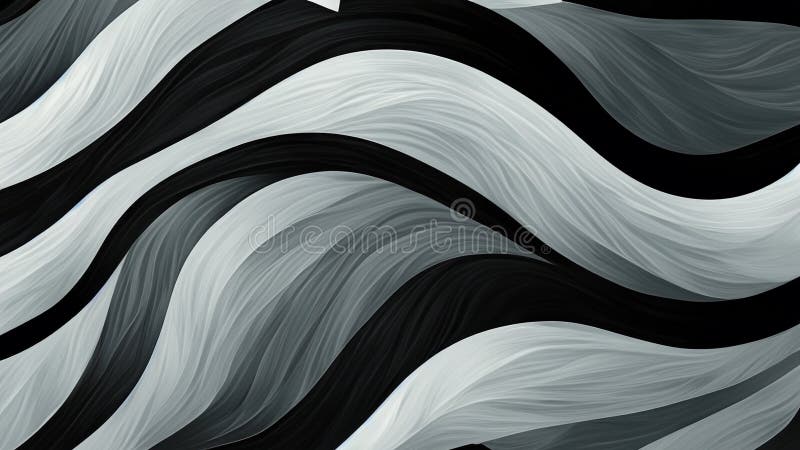 Wallpaper in Black, White and Shades of Gray with a Wavy Pattern of Sea ...