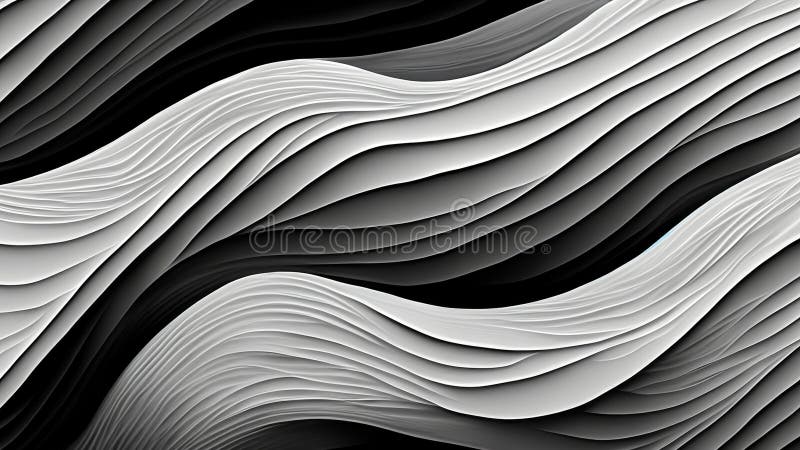 Wallpaper in Black, White and Shades of Gray with a Wavy Pattern of Sea ...
