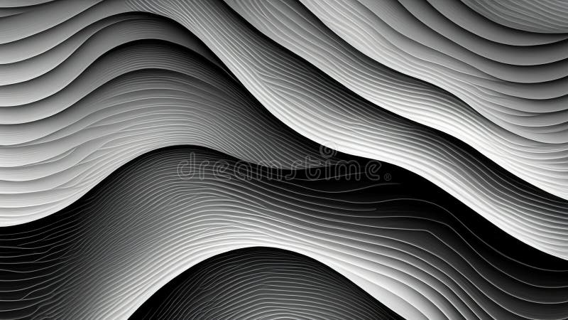 Wallpaper in Black, White and Shades of Gray with a Wavy Pattern of Sea ...
