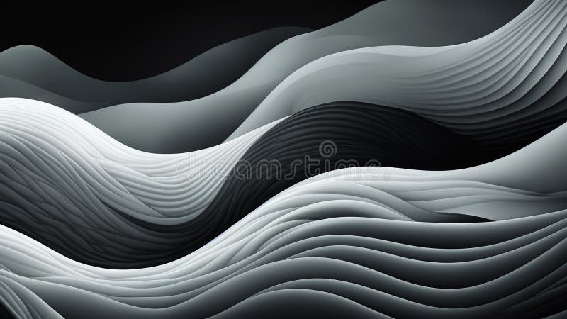 Wallpaper in Black, White and Shades of Gray with a Wavy Pattern of Sea ...