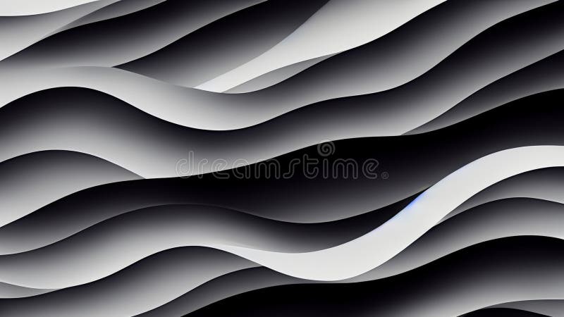 Wallpaper in Black, White and Shades of Gray with a Wavy Pattern of Sea ...
