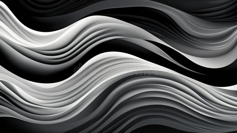 Wallpaper in Black, White and Shades of Gray with a Wavy Pattern of Sea ...