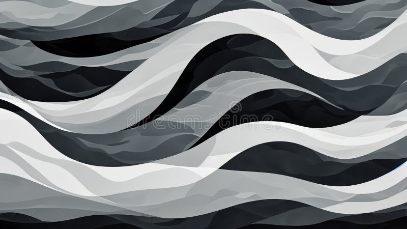 Wallpaper in Black, White and Shades of Gray with a Wavy Pattern of Sea ...