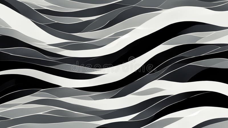 Wallpaper in Black, White and Shades of Gray with a Wavy Pattern of Sea ...