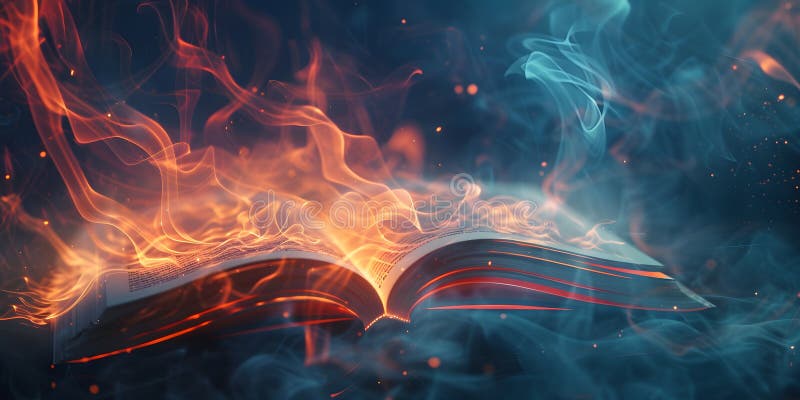 Wallpaper of Burning Book, Abstract Concept, Realistic Illustration ...
