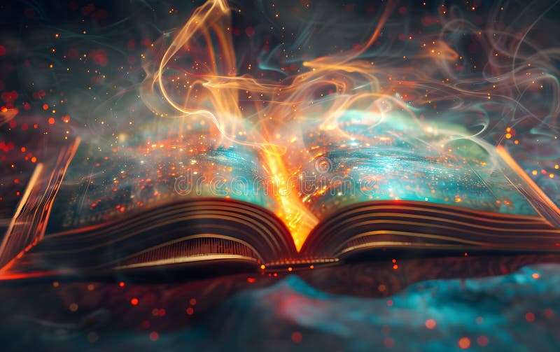Wallpaper of Burning Book, Abstract Concept, Realistic Illustration ...