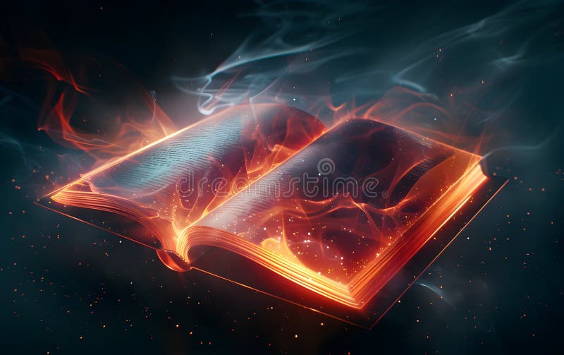 Wallpaper of Burning Book, Abstract Concept, Realistic Illustration ...