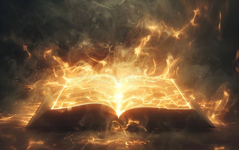 Wallpaper of Burning Book, Abstract Concept, Realistic Illustration ...