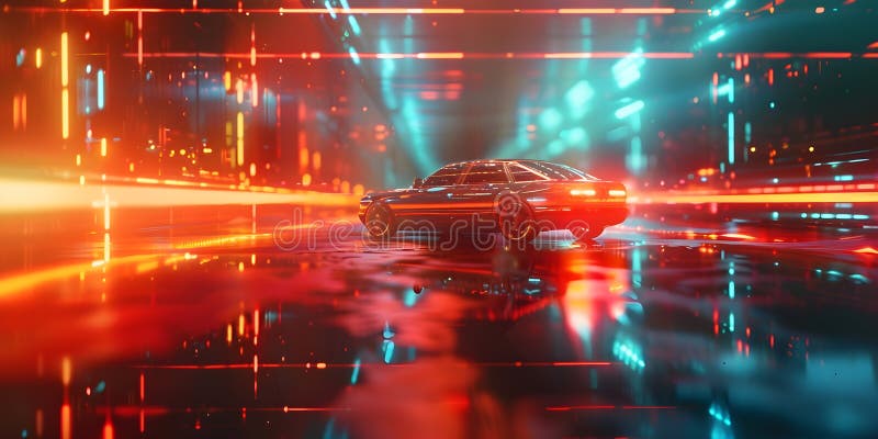 Wallpaper of Car on Digital Background, Abstract Technology Concept ...