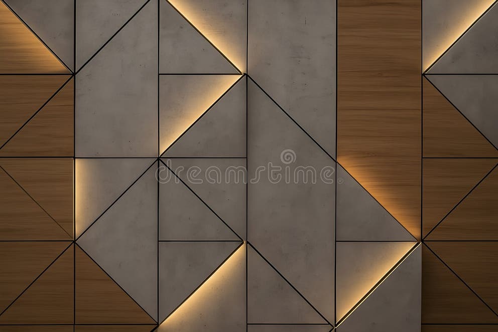 Wallpaper Classic Geometric Wall with Embedded Lighting Stock Photo ...
