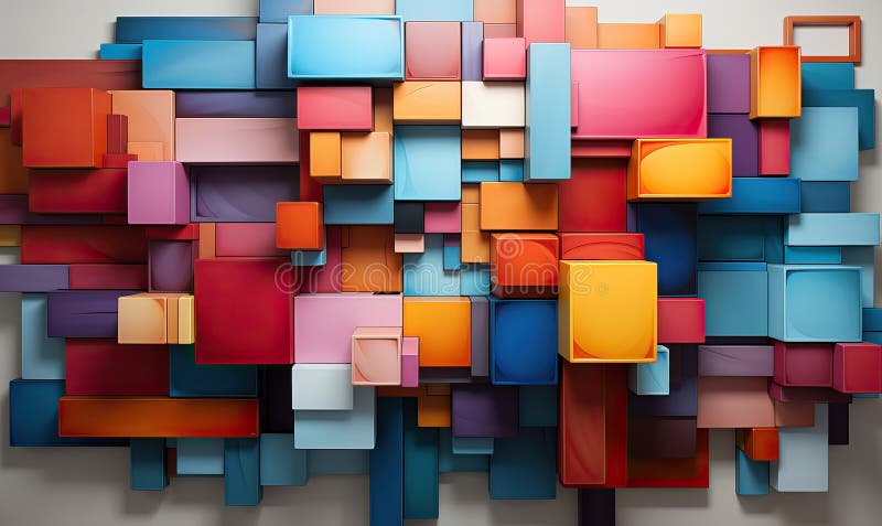 Wallpaper with Colorful 3D Rectangles of Different Sizes. Stock Image ...