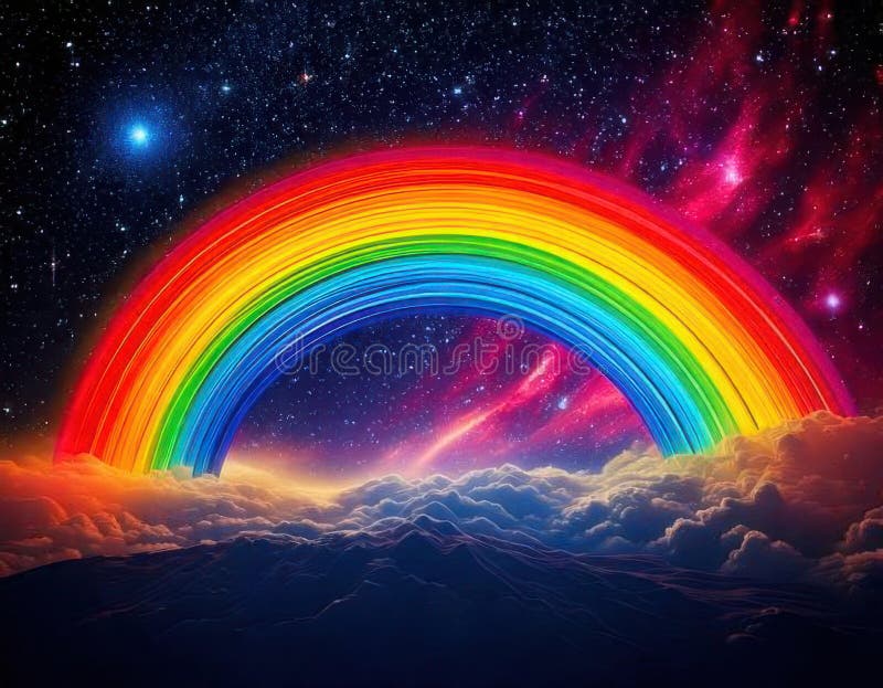 Wallpaper Colorful Rainbow in Space Stock Illustration - Illustration ...