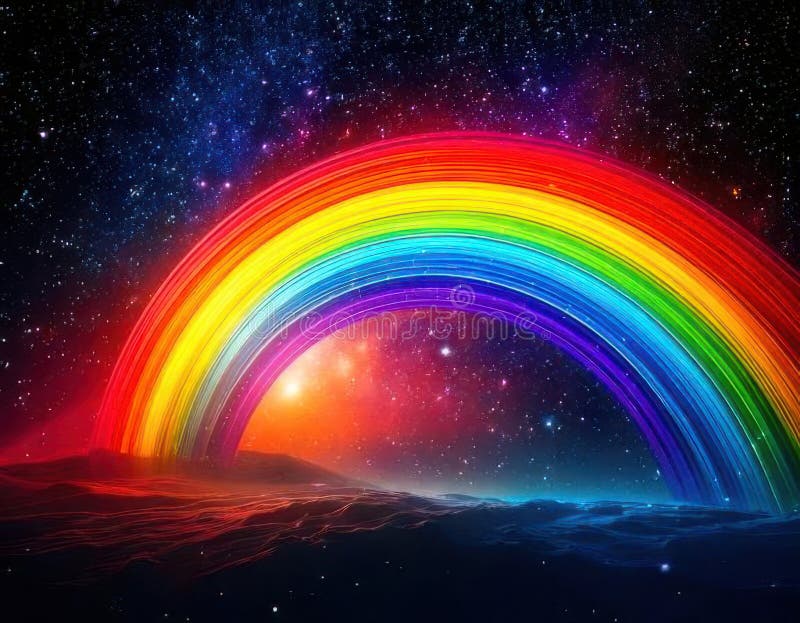 Wallpaper Colorful Rainbow in Space Stock Illustration - Illustration ...