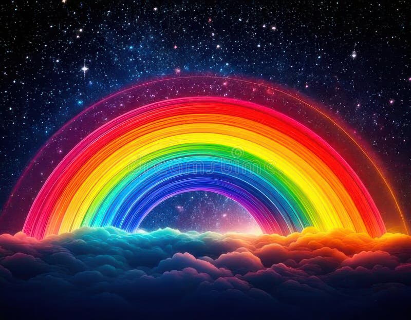 Wallpaper Colorful Rainbow in Space Stock Illustration - Illustration ...