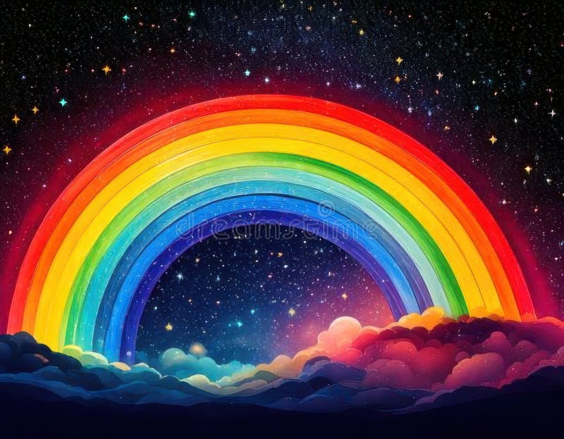 Wallpaper Colorful Rainbow in Space Stock Illustration - Illustration ...