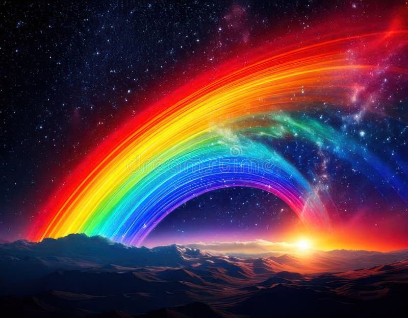 Wallpaper Colorful Rainbow in Space Stock Illustration - Illustration ...