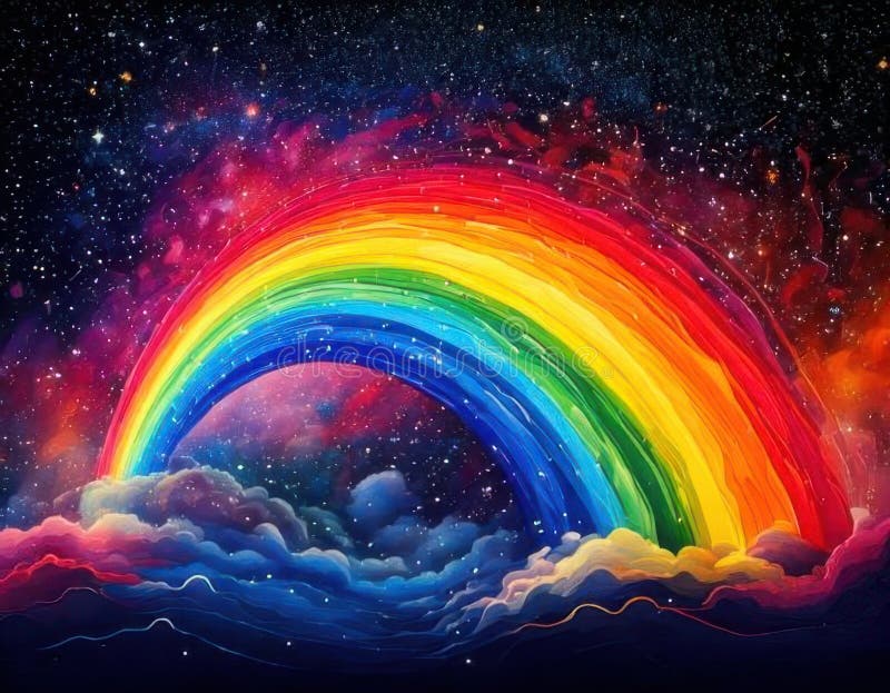 Wallpaper Colorful Rainbow in Space Stock Illustration - Illustration ...