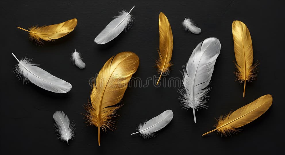 Wallpaper 3d Classic Feathers White and Gold Stock Illustration ...