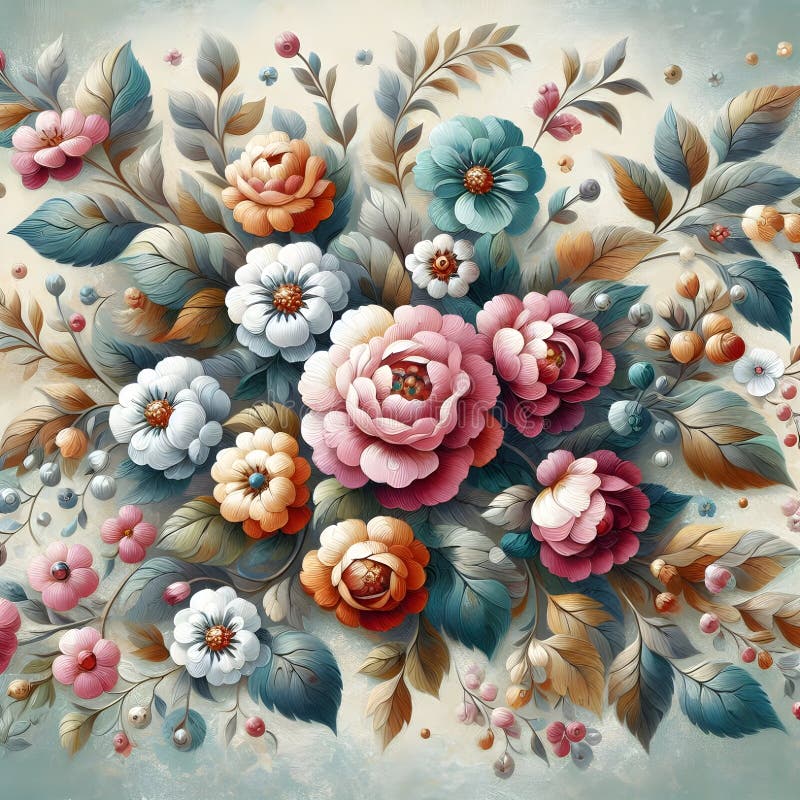Wallpaper Classic Flowers Painting Vector Ai Generator Stock Photos ...
