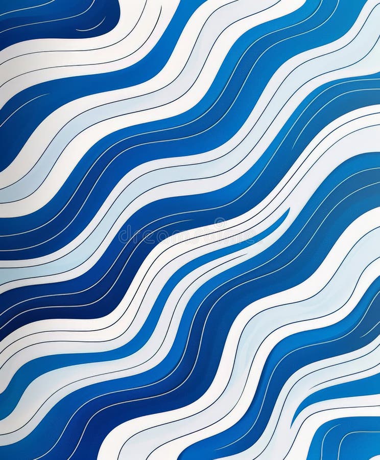 Blue and White Wavy Lines Wallpaper Stock Illustration - Illustration ...