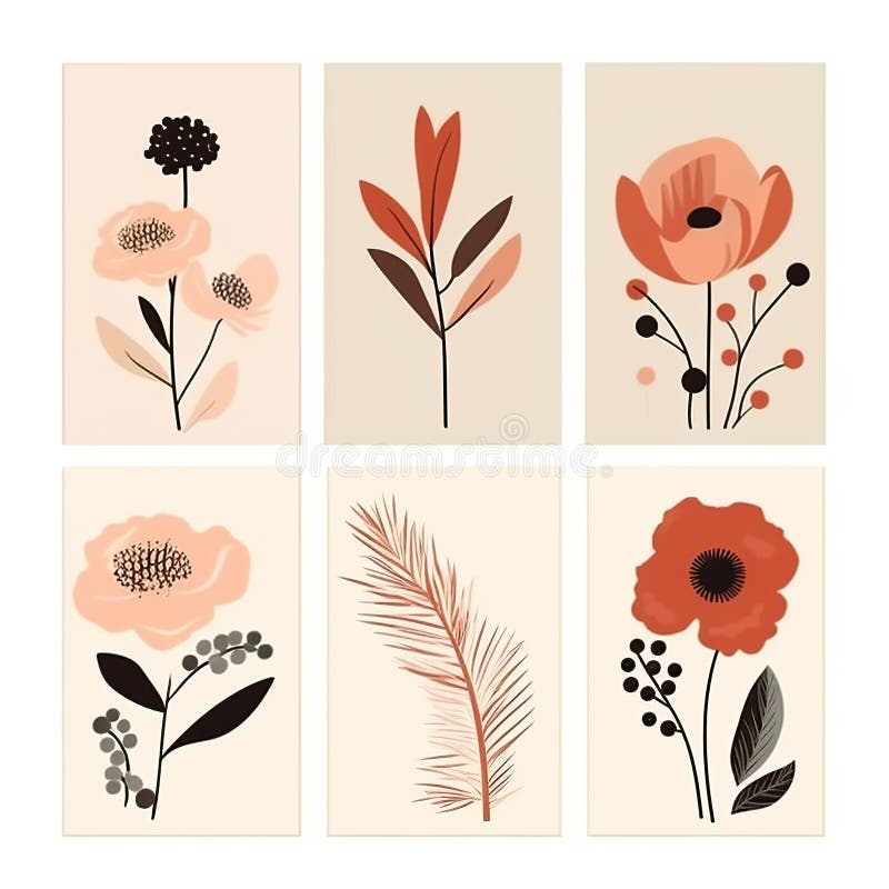 Wallpaper Design with Shape of Leaves and Flowers. Abstract Botanical ...