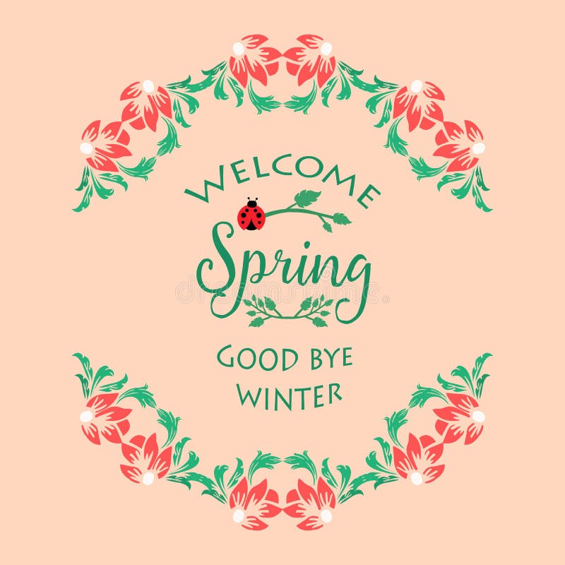 Wallpaper Design for Welcome Spring Greeting Card, with Cute Style of ...