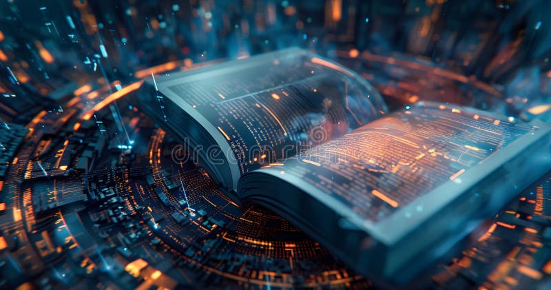 Wallpaper of Digital Book, Abstract Technology Concept, Realistic ...
