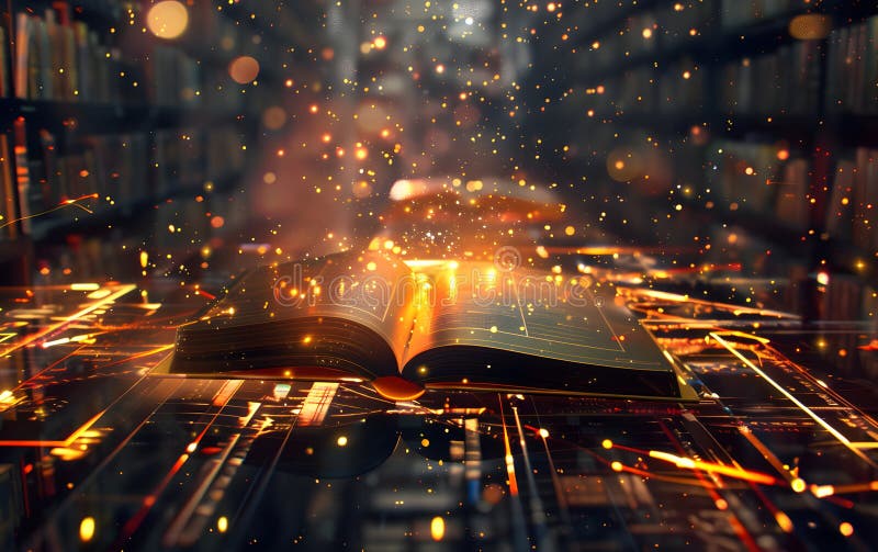 Wallpaper of Digital Book, Abstract Technology Concept, Realistic ...