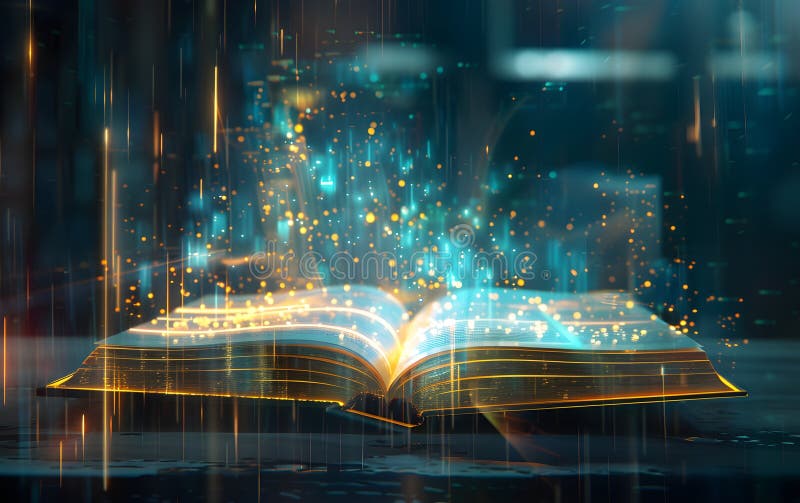 Wallpaper of Digital Book, Abstract Technology Concept, Realistic ...