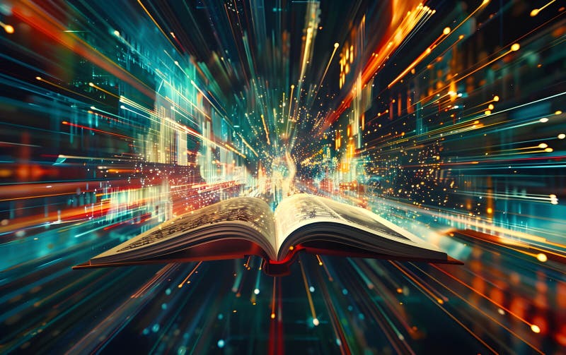 Wallpaper of Digital Book, Abstract Technology Concept, Realistic ...