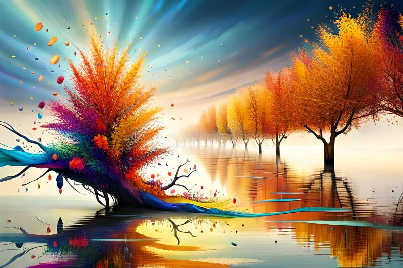 Wallpaper with Dramatic Colorful Patterns, Line Art Perfect for ...