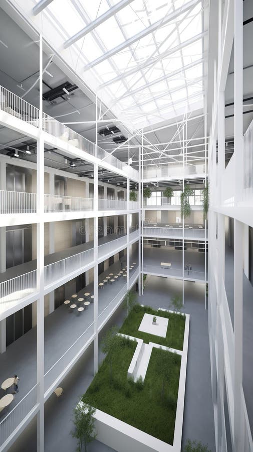 Open Space Interior of a Building Stock Illustration - Illustration of ...